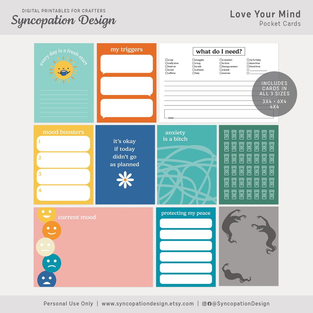 Pocket Cards | Love Your Mind : Digital Scrapbooking (mental Health ...