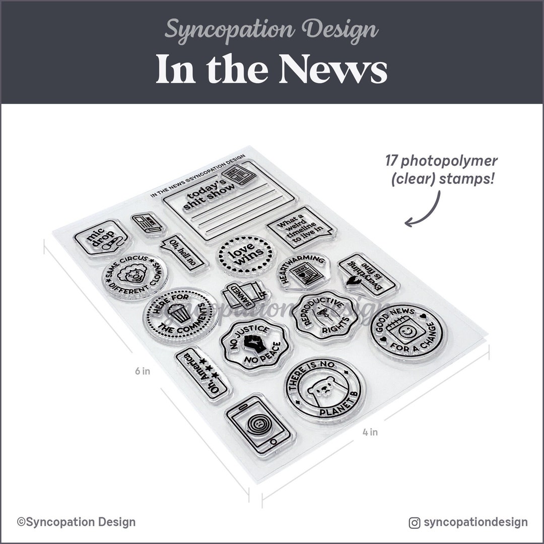 Clear Stamp Set | in the News (4x6) : 17 Stamps for Scrapbooks ...
