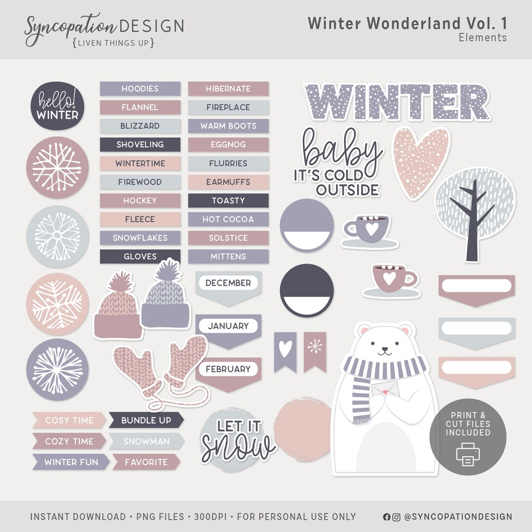 Elements | Winter Wonderland : Digital Scrapbooking • Project Life ...