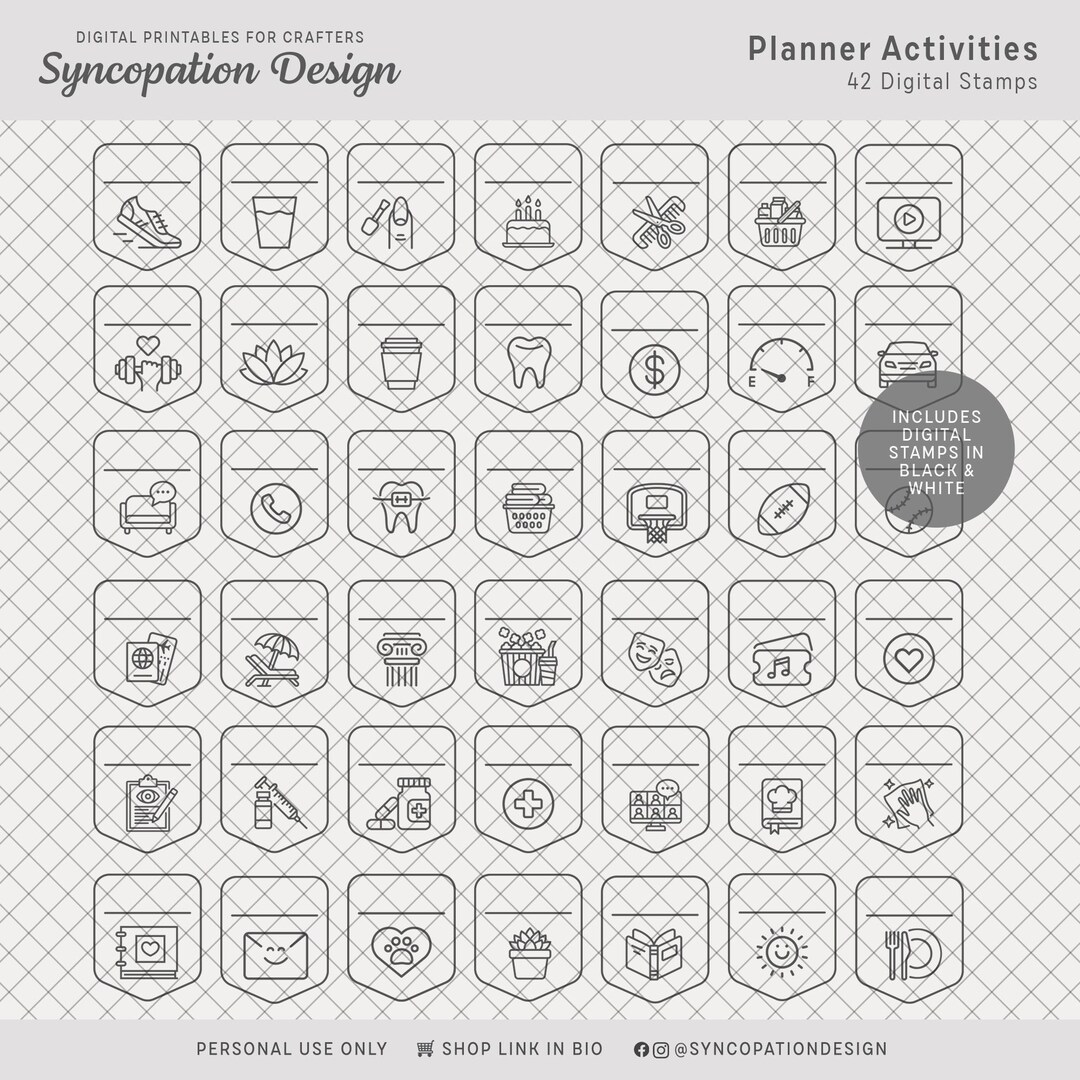 Digital Stamps | Planner Activities : Digital Scrapbooking • Photo ...