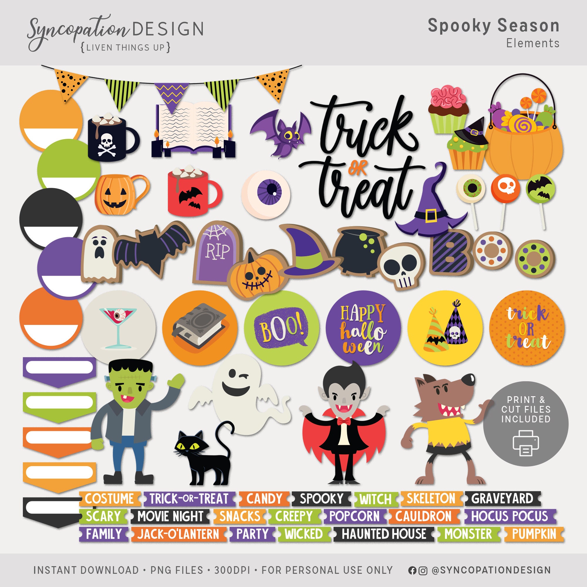 Elements Spooky Season : Digital Scrapbooking Project Life Pocket ...
