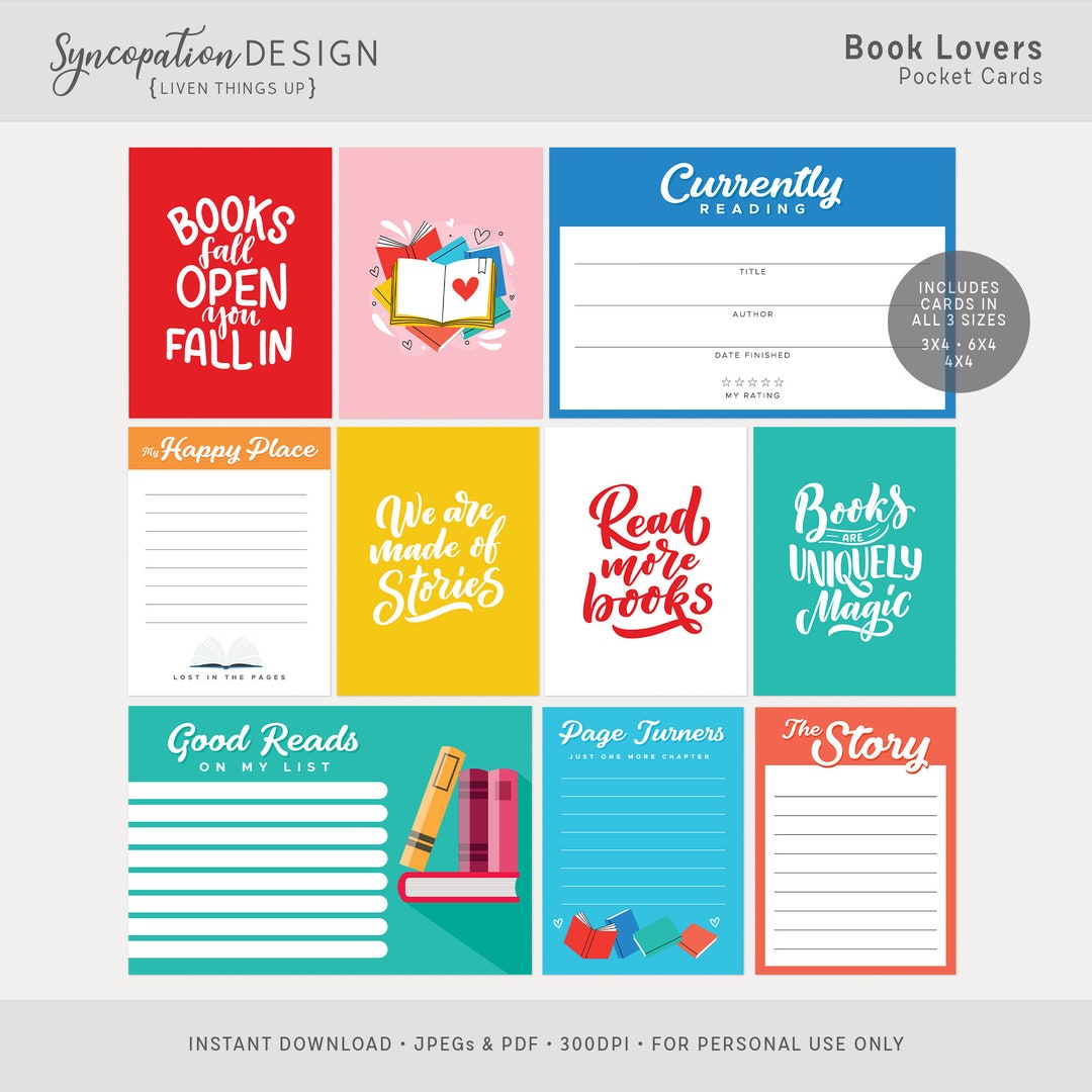 Pocket Cards | Book Lovers : Digital Scrapbooking (reading Read Books ...