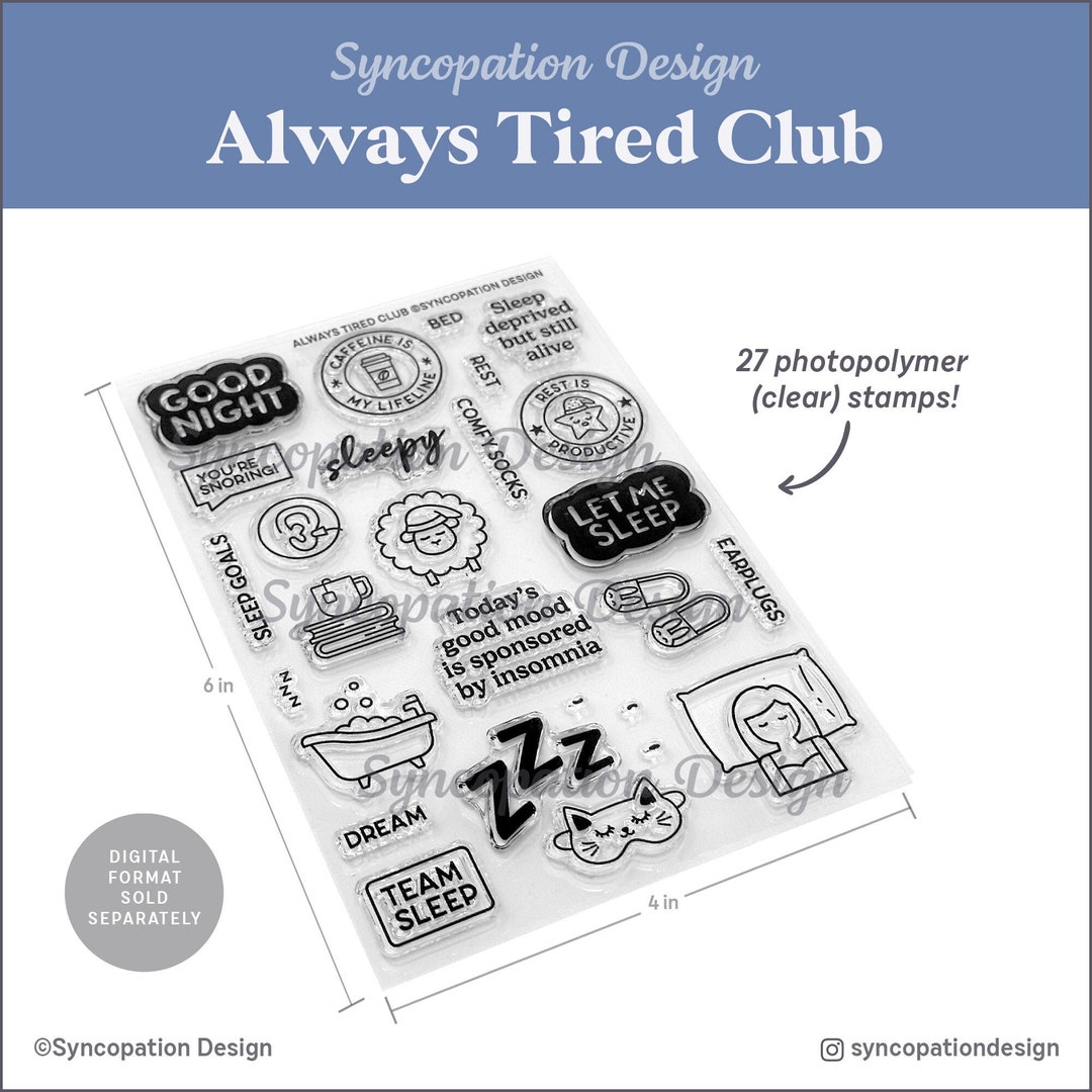 Clear Stamp Set Always Tired Club 4x6 : 27 Stamps for Scrapbooking ...