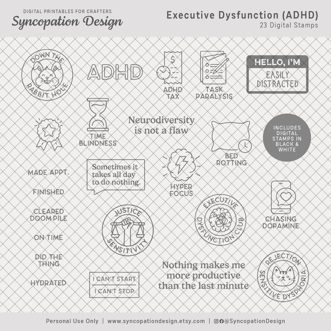 Digital Stamps | Executive Dysfunction ADHD : Digital Scrapbooking ...