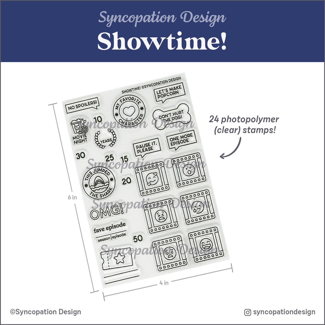 Clear Stamp Set | Showtime! (4x6) : 24 Stamps for Scrapbooks, Media ...