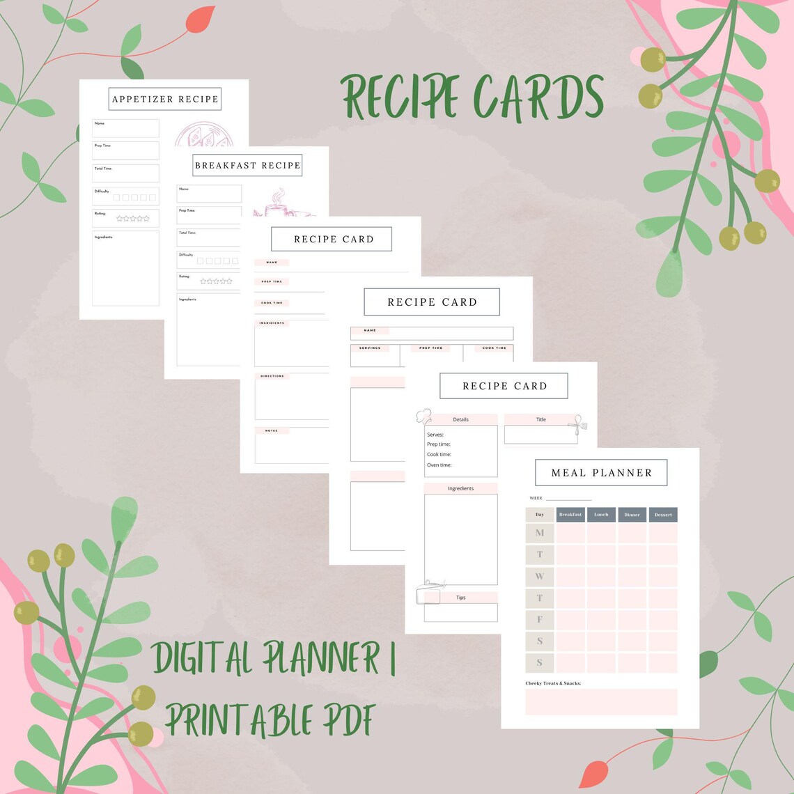 Recipe Book Template Printable, Blank Recipe Page, Cook Book Journal ...