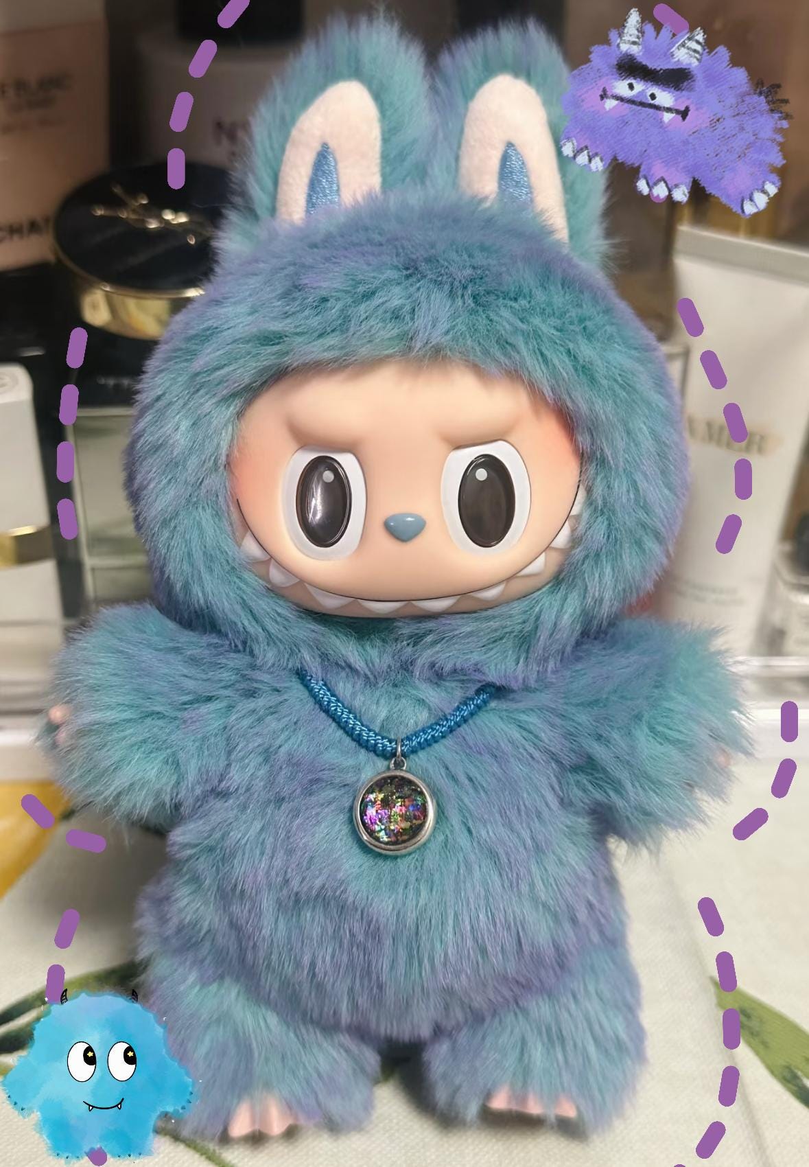 Rainbow Monster Colorful Labubu Original Handmade Plush Keychain Design ...