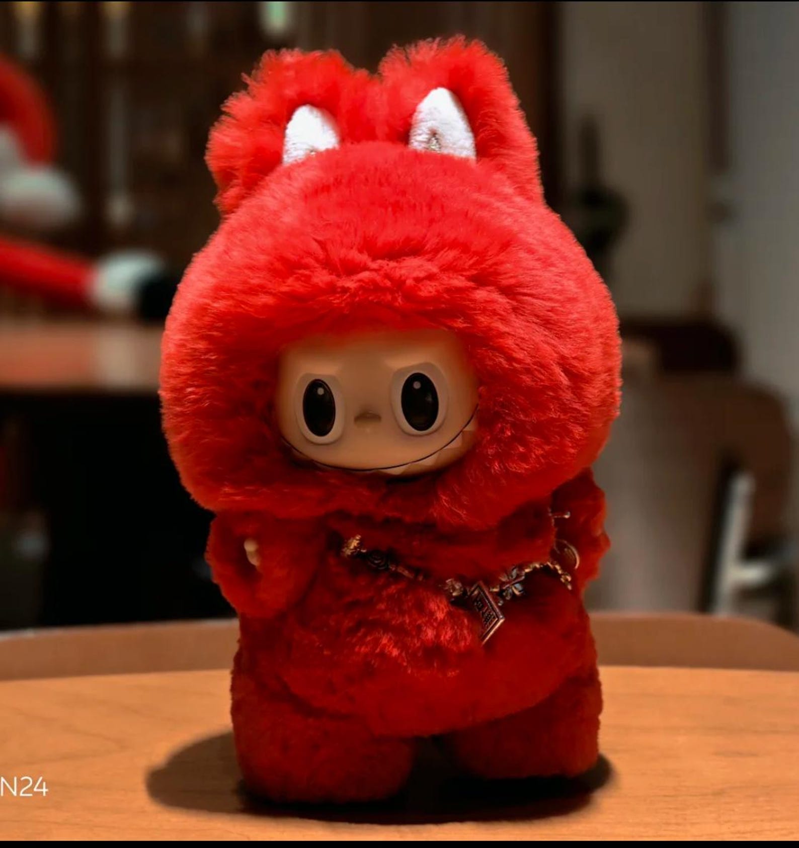 Fluffy Lycheeberry Labubu Original Handmade Zimomo Plush Keychain ...