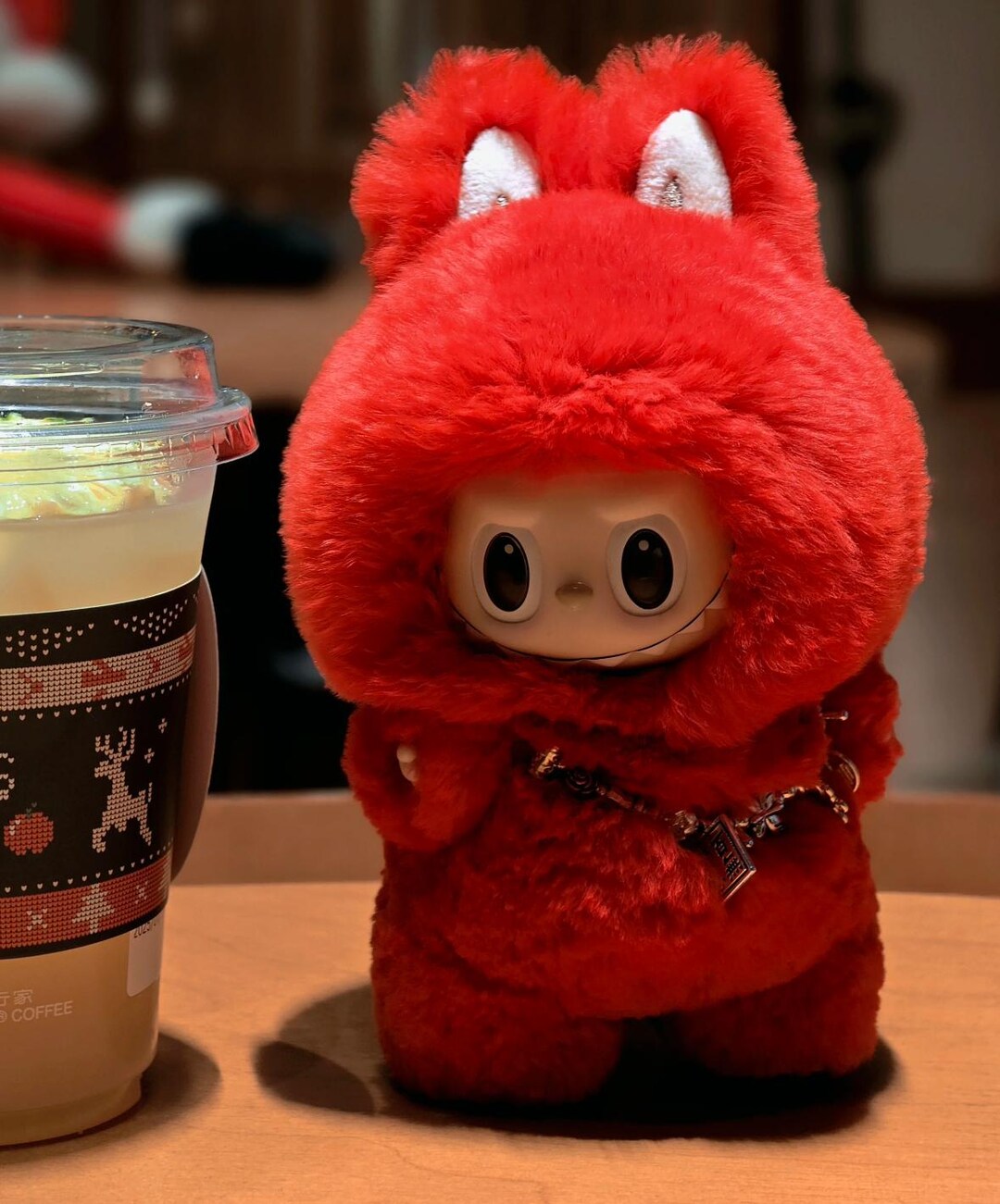 Fluffy Lycheeberry Labubu Original Handmade Zimomo Plush Keychain ...