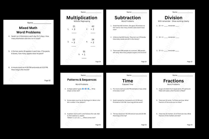 3rd Grade Math Worksheets Bundle Pack | 290+ Practice Questions ...