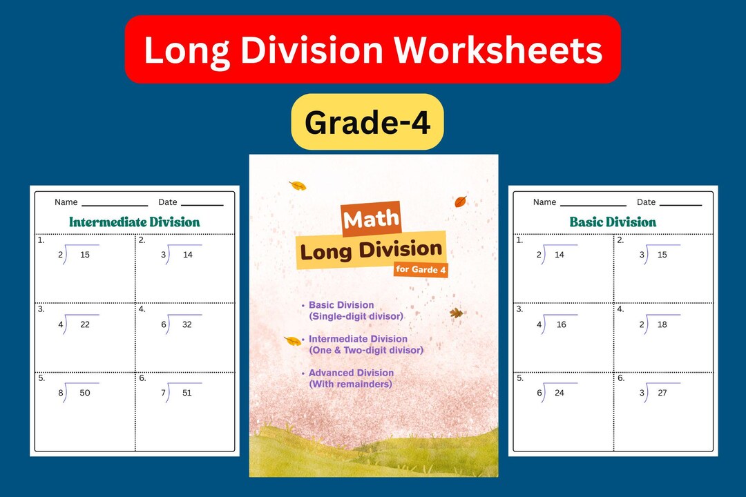 Grade 4 Long Division Worksheets PDF & PNG | 72 Practice Problems With ...