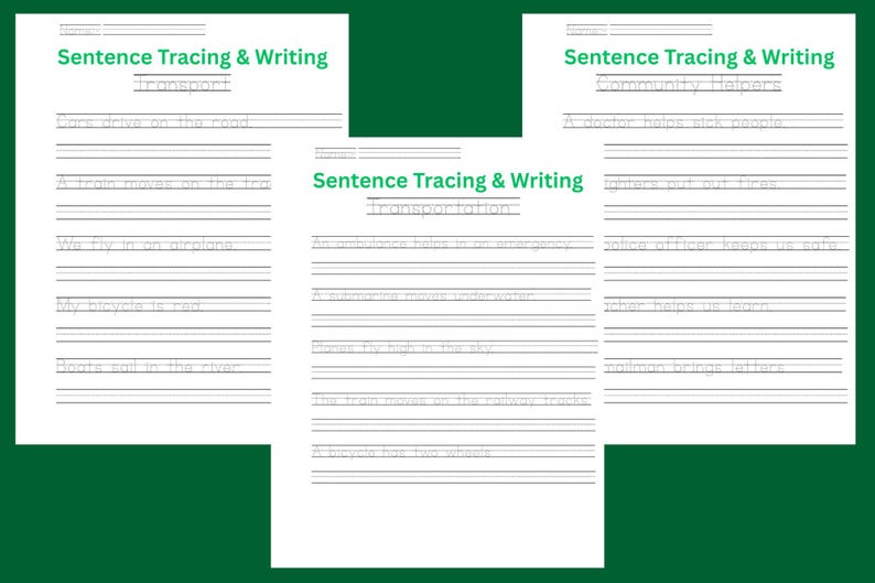 Grade 2 Sentence Tracing and Writing Worksheets | Handwriting Practice ...
