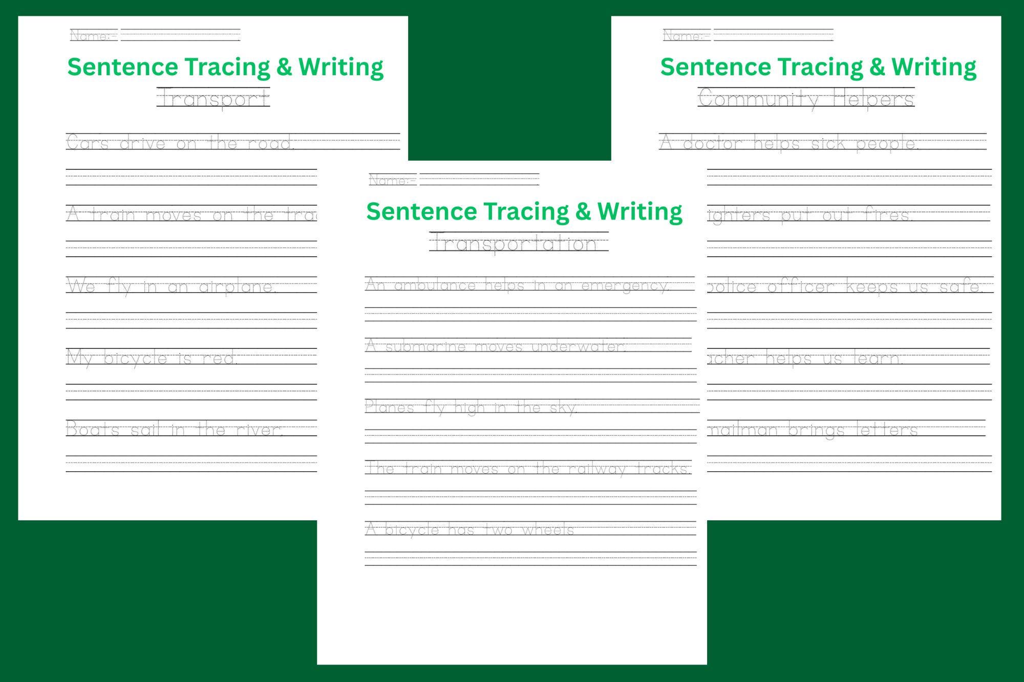Grade 2 Sentence Tracing and Writing Worksheets | Handwriting Practice ...