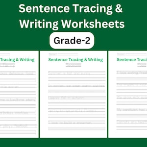 Grade 2 Sentence Tracing and Writing Worksheets | Handwriting Practice ...
