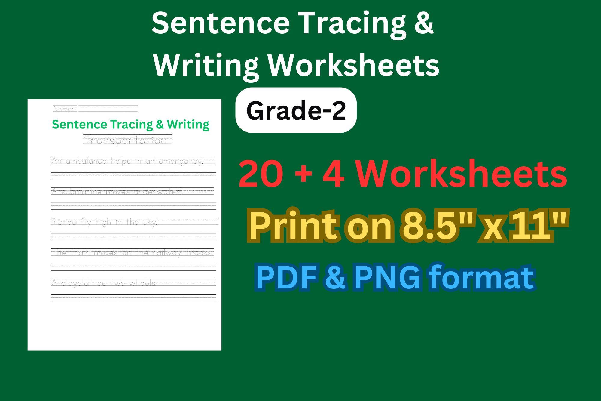 Grade 2 Sentence Tracing and Writing Worksheets | Handwriting Practice ...