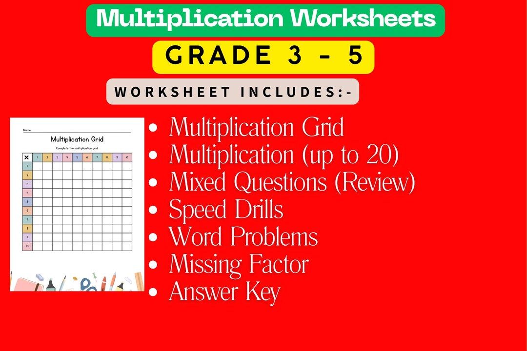 Multiplication Worksheets 0–20 | Grade 3-5 Math Practice | Times Tables ...