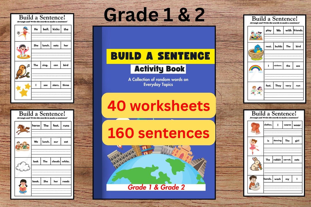 Sentence Building Worksheets | Grade 1 & 2 Writing Practice (PDF) - Etsy