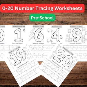 20 Number Tracing Worksheets | 0-20 Printable | Preschool Handwriting ...