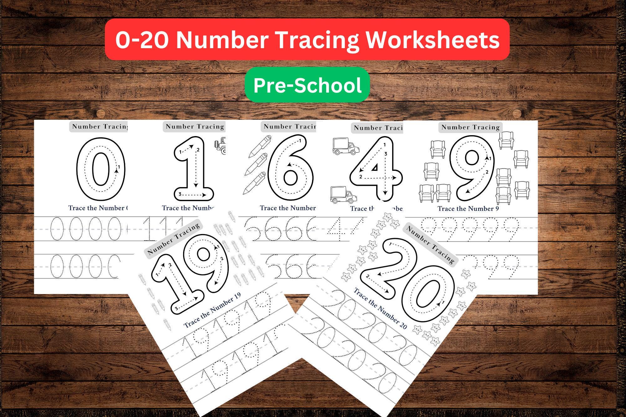 20 Number Tracing Worksheets | 0-20 Printable | Preschool Handwriting ...