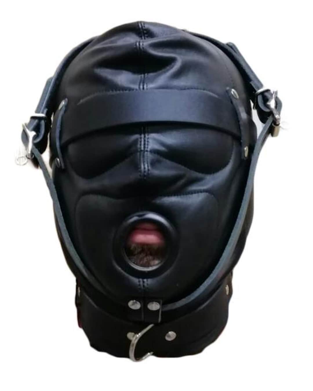 Leather Mask Hood Cosplay Mask Full Face Hood Black Leather BDSM Hood Foe Men - Etsy