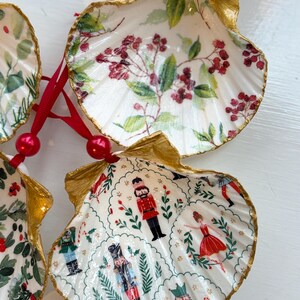 Scallop Shell Christmas Ornament | Decoupage | Coastal Xmas Decoration ...