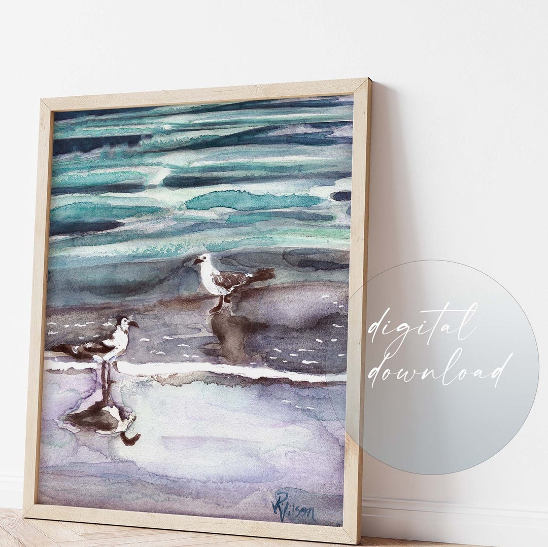 Shorebirds Art Print Digital Download, Printable Beachy Wall Art ...
