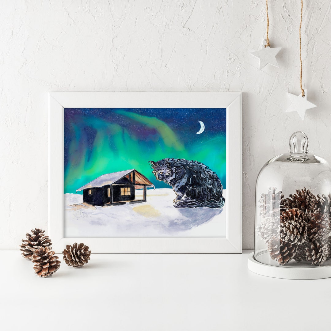 Yule Cat Digital Print, Printable Christmas Cat Wall Art Prints ...