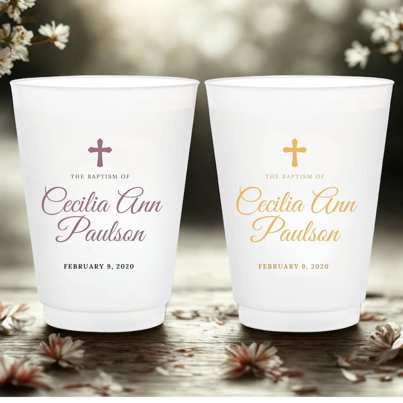 Personalized Baptism Frosted Cups, Beverage Party Cups With Name Boy or ...