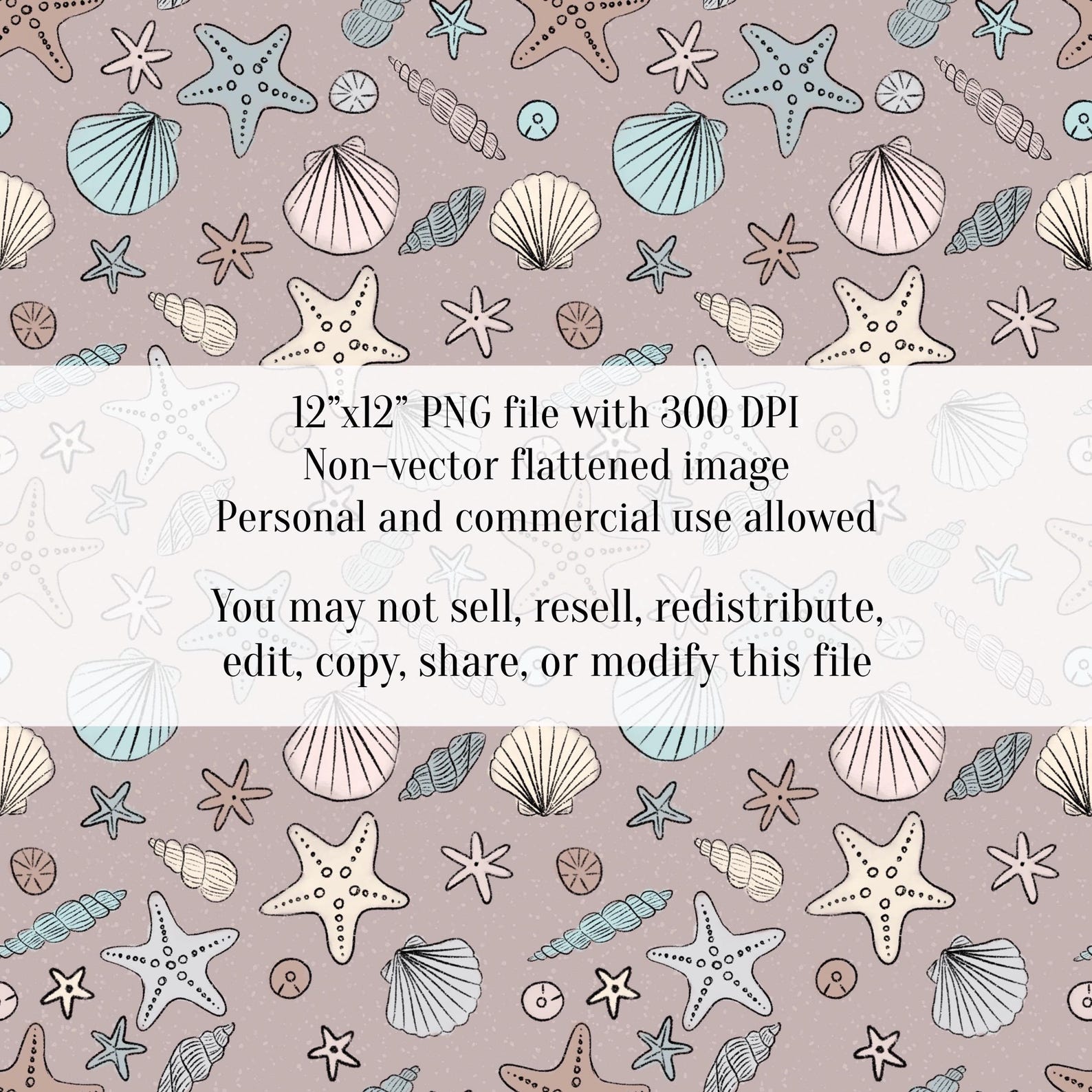 Seashells and Starfish Seamless File - Etsy