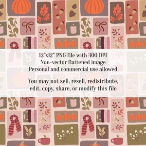 Autumn Cozy Checkerboard Seamless Pattern – Hand-drawn Fall Leaves ...