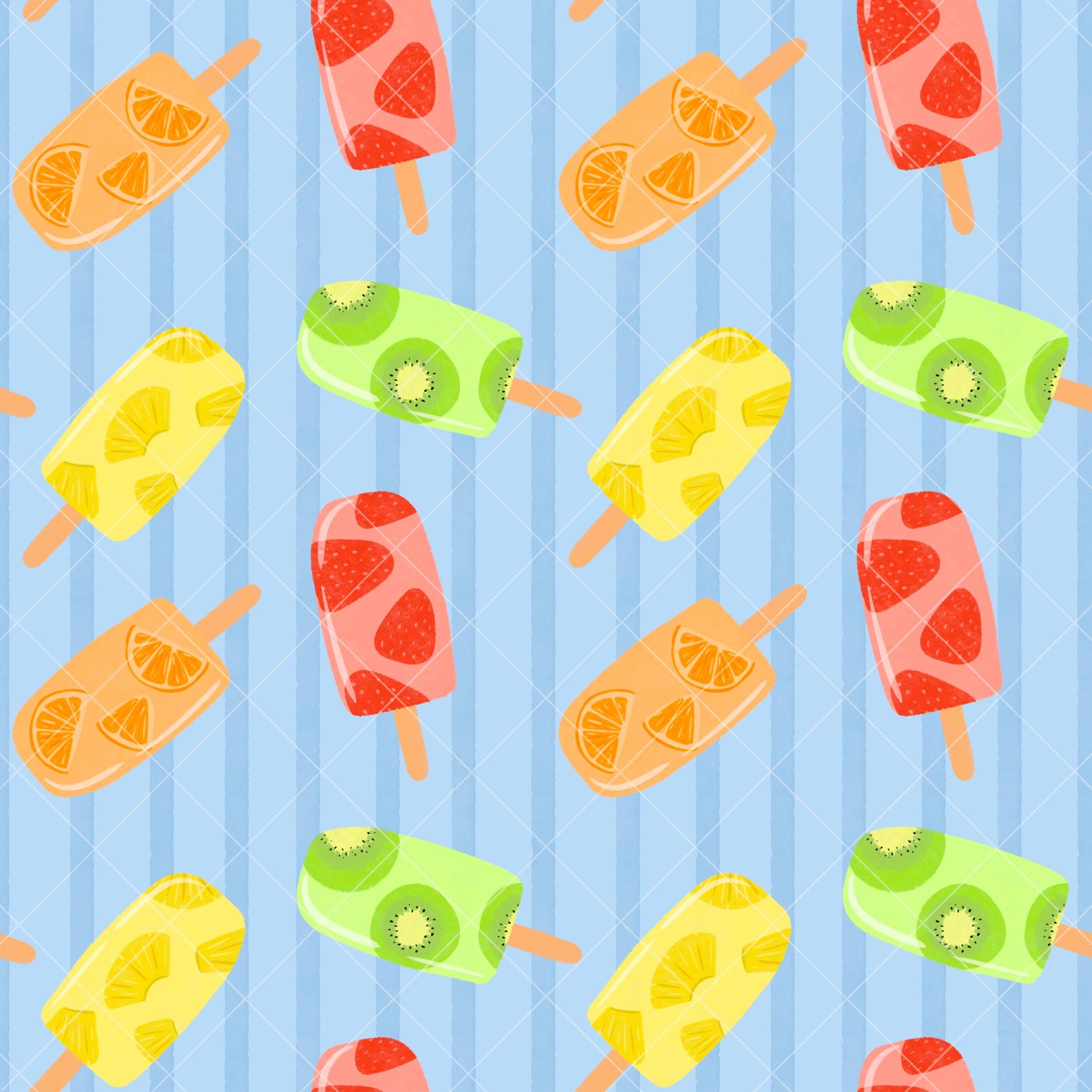 Summer Fruit Popsicles Seamless Pattern Digital Paper Vinyl File ...