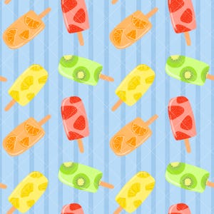 Summer Fruit Popsicles Seamless Pattern Digital Paper Vinyl File ...
