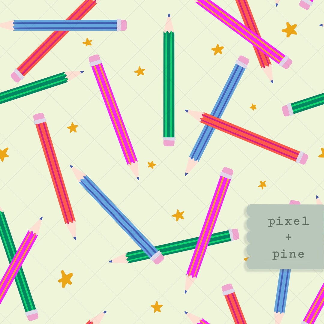 Hand Drawn Pencil Seamless Pattern – School Supplies Digital Paper ...