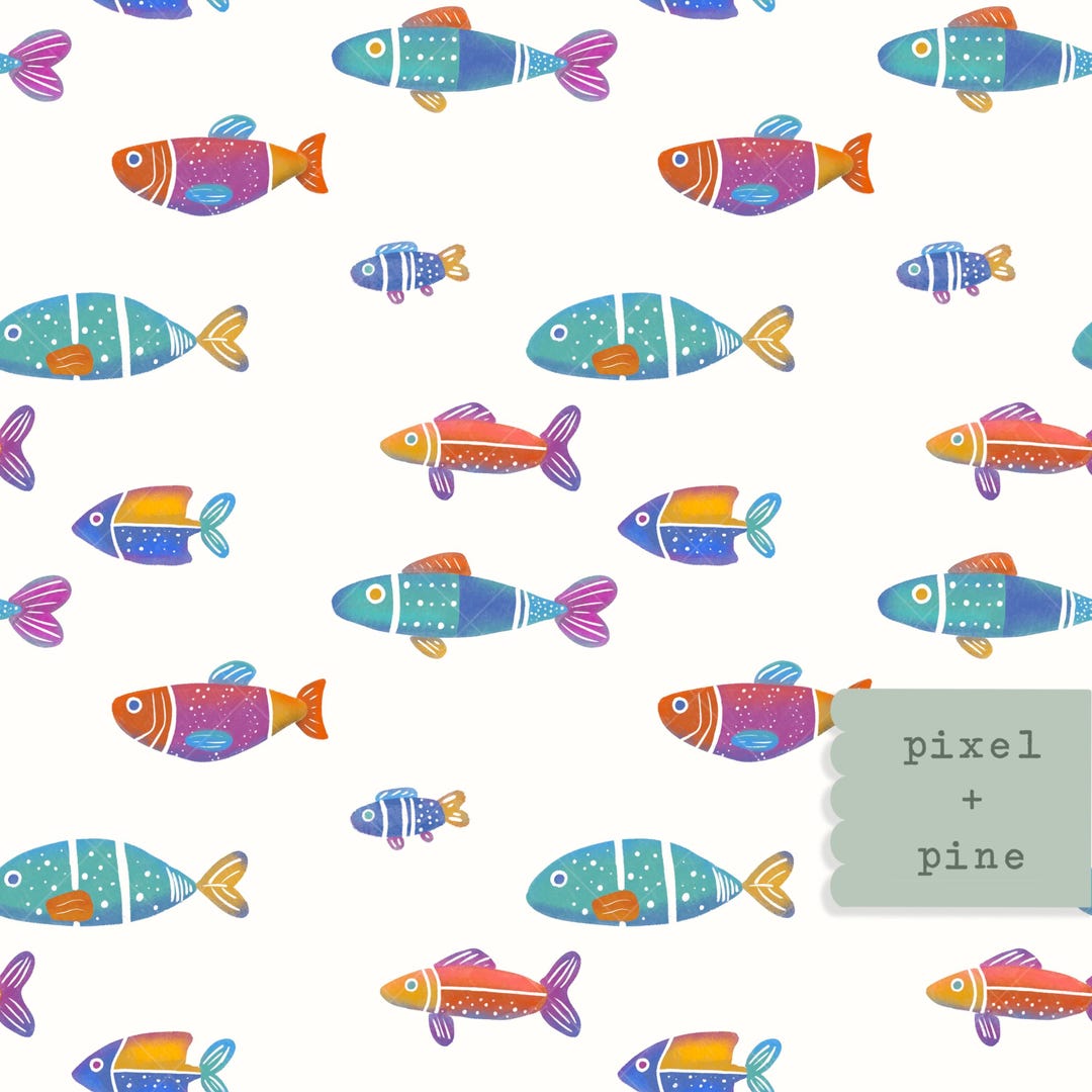 Fish Seamless Pattern, Cute Fishing Background Pattern, Seamless Fishes Background, Seamless ...