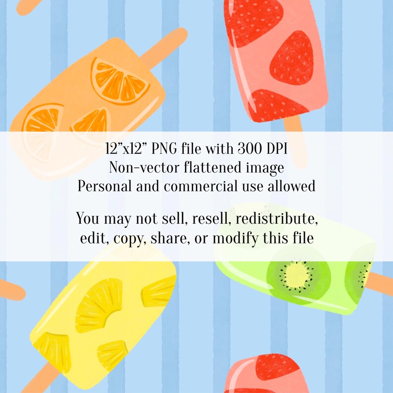 Summer Fruit Popsicles Seamless Pattern Digital Paper Vinyl File ...