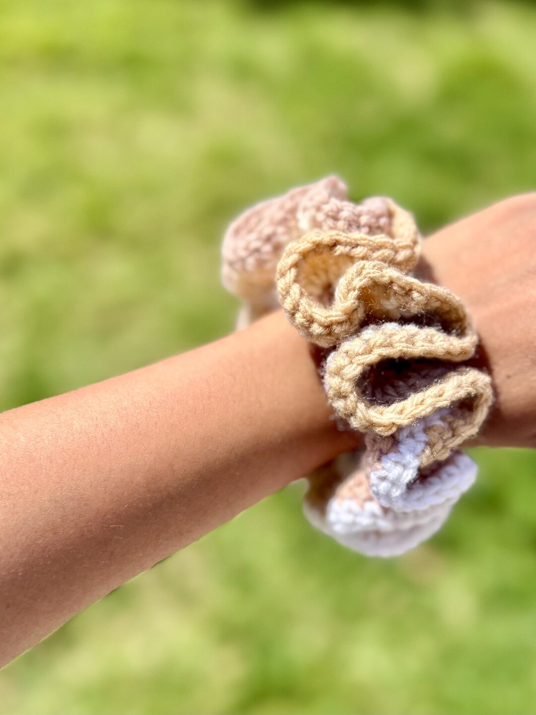 Scrap Yarn Crochet Scrunchie Creme Multi - Etsy
