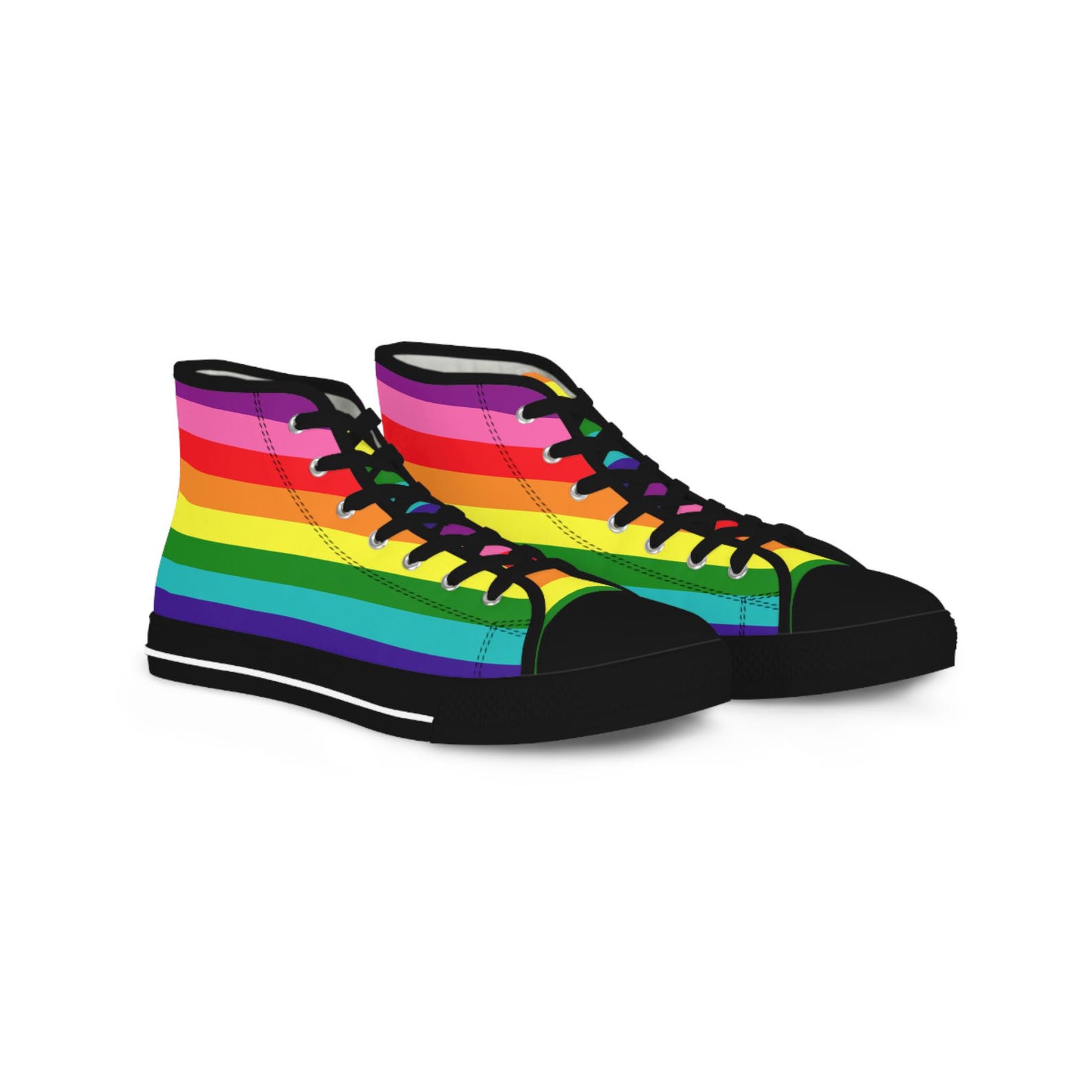 Rainbow High Top Sneakers, Colorful Sneakers for Pride, Casual ...