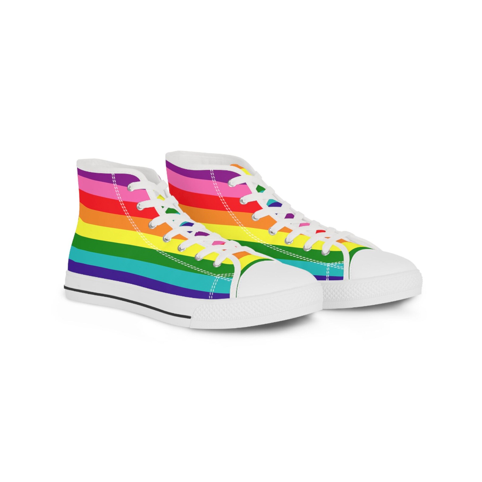 Rainbow High Top Sneakers, Colorful Sneakers for Pride, Casual ...