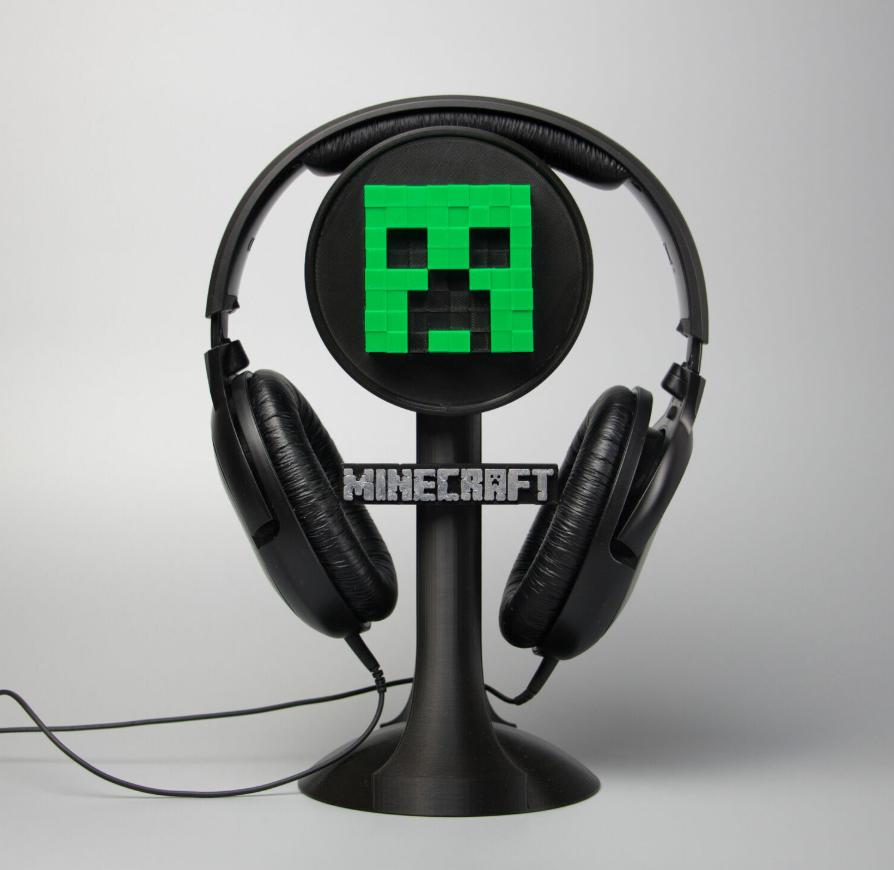 Minecraft Headphone Stand - 3D Printed Headset Holder, Gaming Desk ...