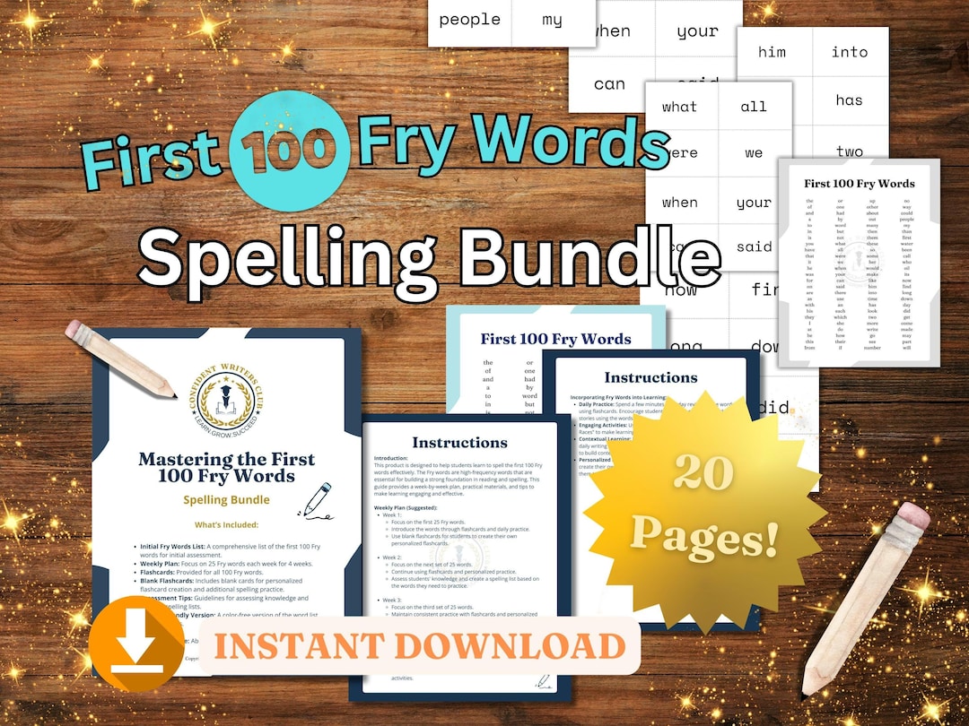 First 100 Fry Words | Flashcards | High Frequency Spelling Bundle | Fry ...