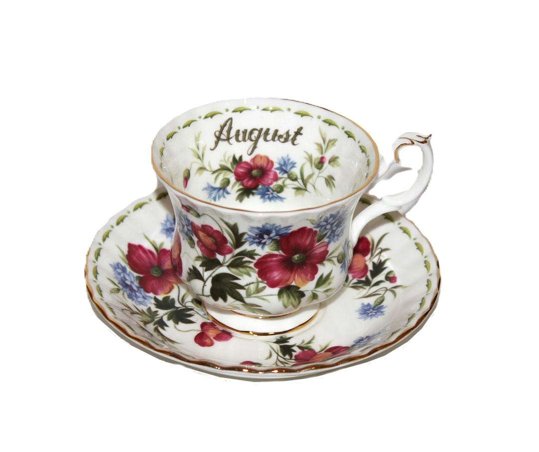Royal Albert August Poppy Tea Cup and Saucer Flower of the Month Series ...