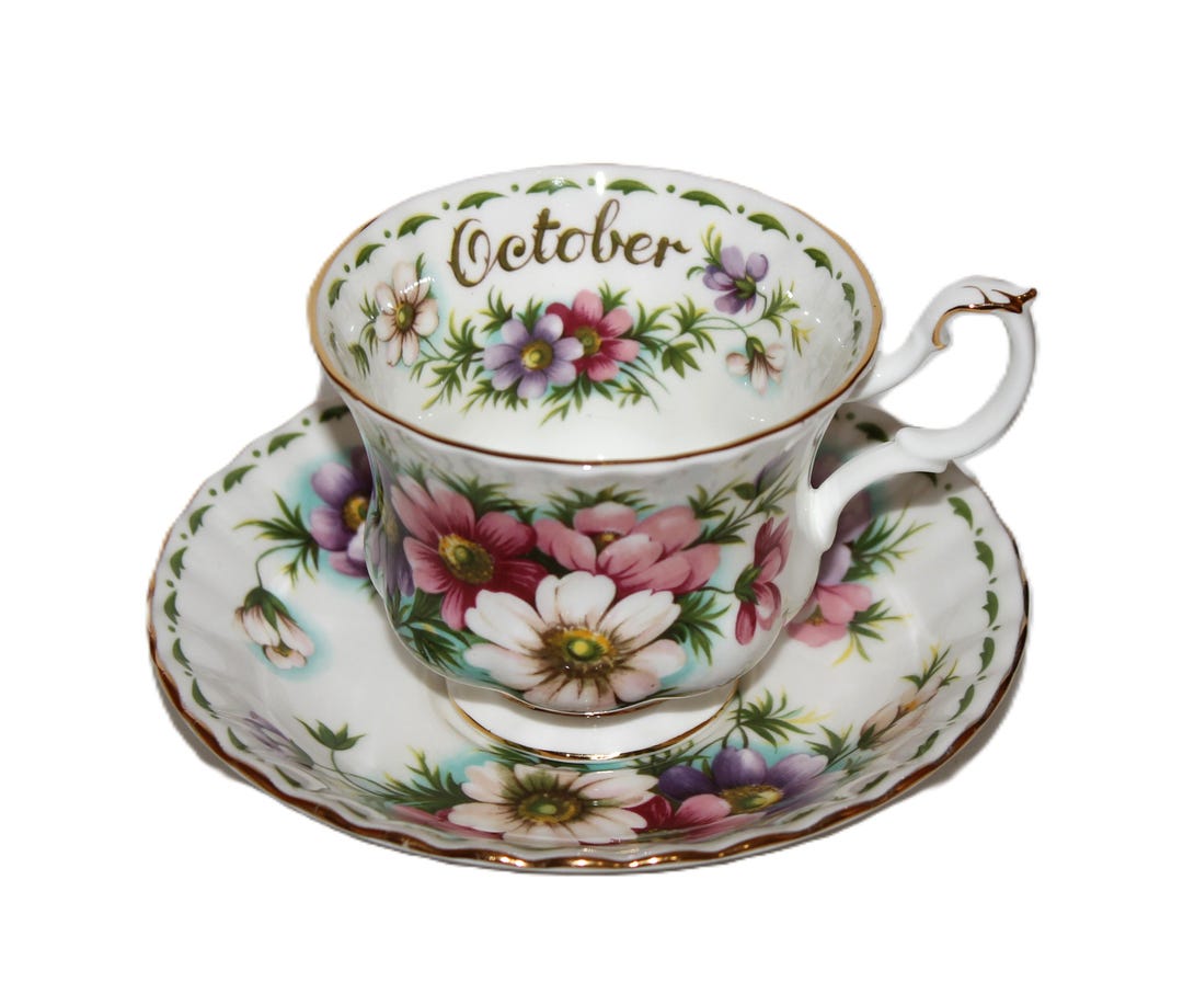 Royal Albert October Cosmos Tea Cup and Saucer - Flower of the Month ...