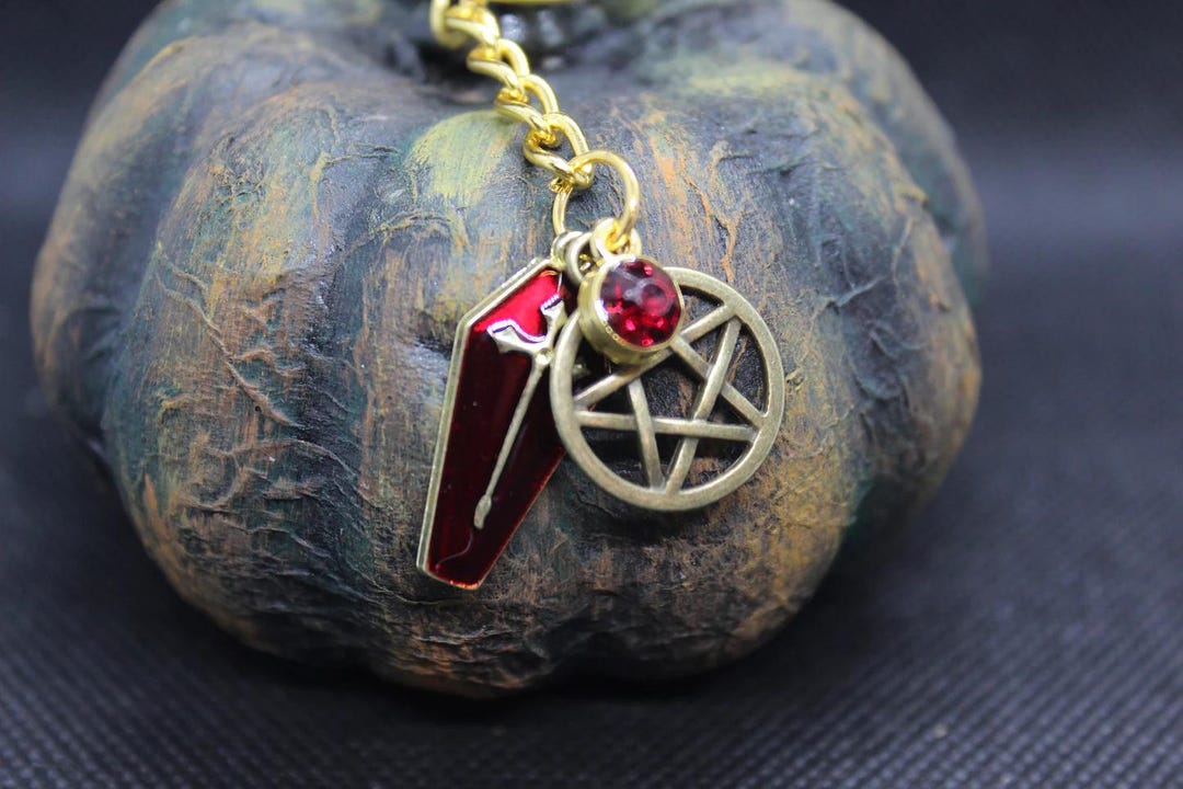 Gold Red Casket Pentacle Keychain Witch Witchy Jewelry Witchcraft - Etsy