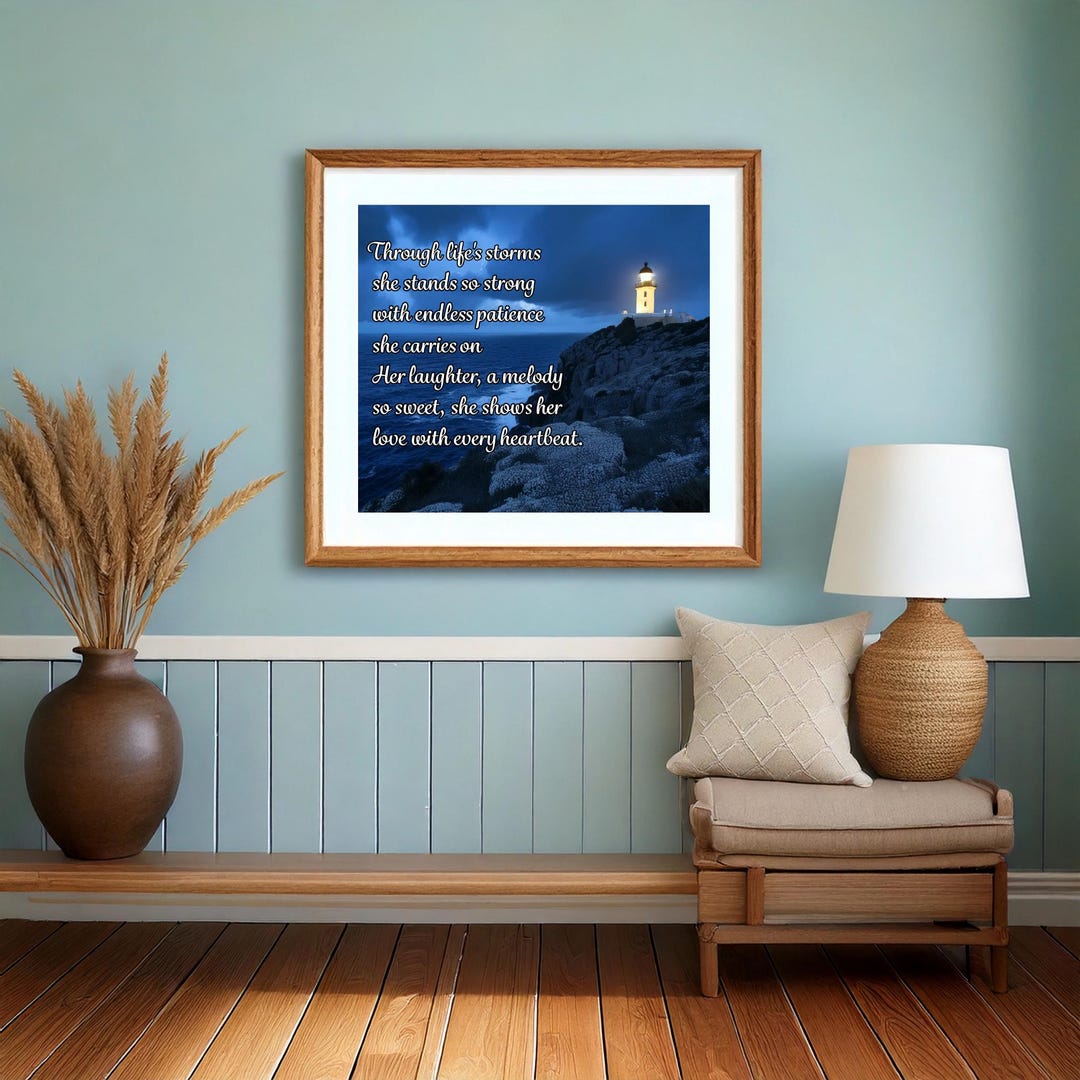 Stormy Seascape Lighthouse Poem Print – Gift for Her - Mother's Day ...