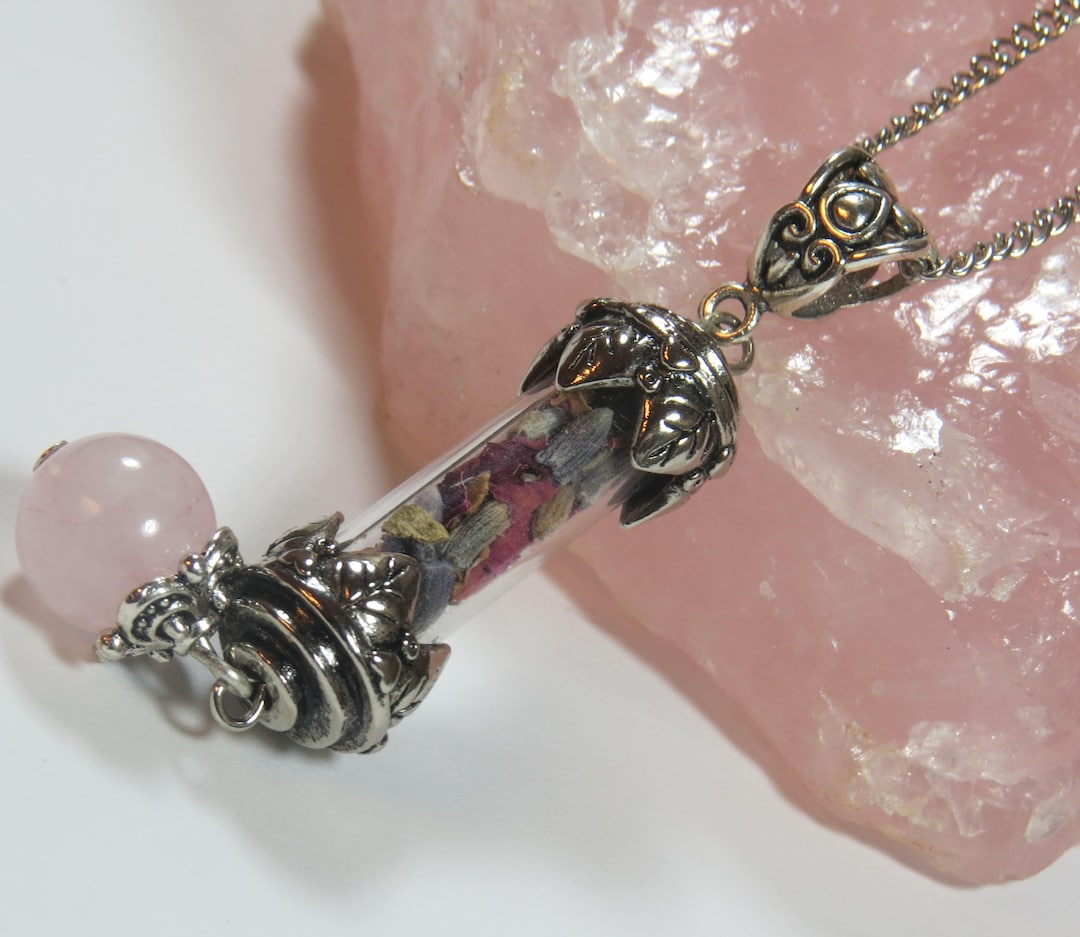 Witchcraft Charm Talisman, Intention Necklace, Herb and Crystal Capsule ...