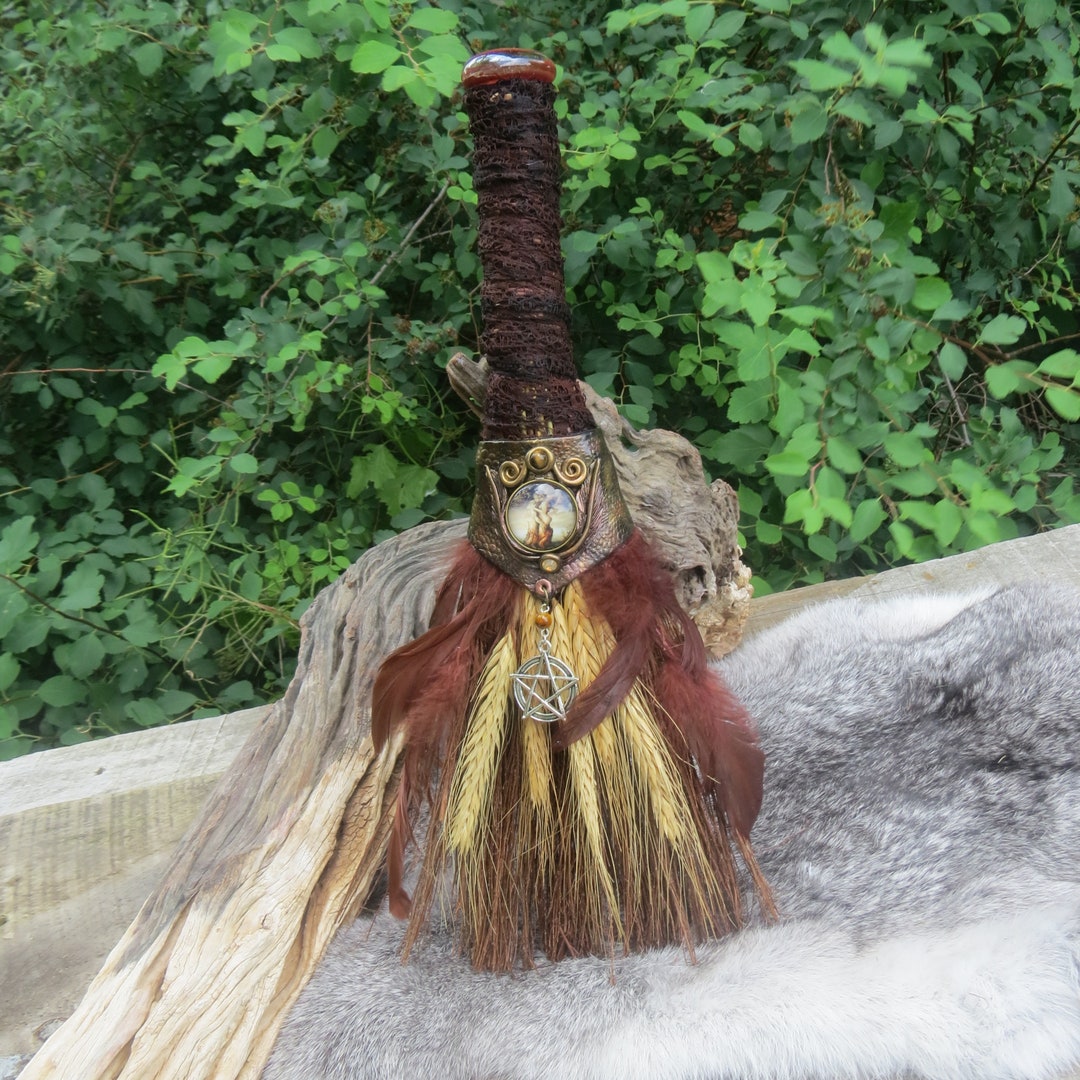 Witch's Altar Broom 12",god Goddess Besom Broom With Polymer Clay ...