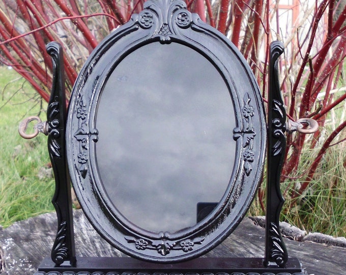 Scrying Mirror Black Ornate Mirror on Swivel Stand Vintage - Etsy