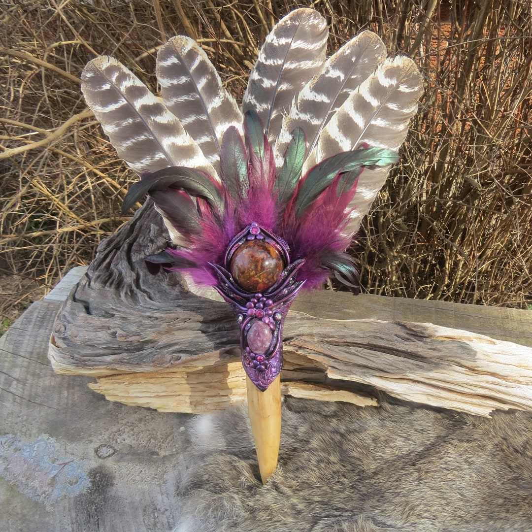 Smudge Feather Fan, Polymer Clay Smudging Wand for House Energy ...