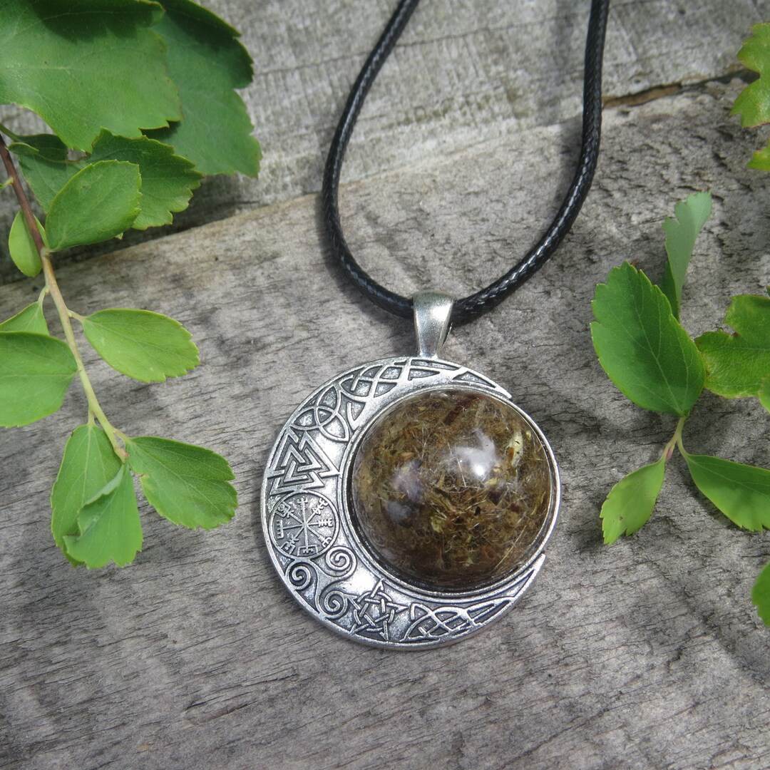 Crescent Moon and Blessed Thistle Amulet, Witch's Protection Amulet ...