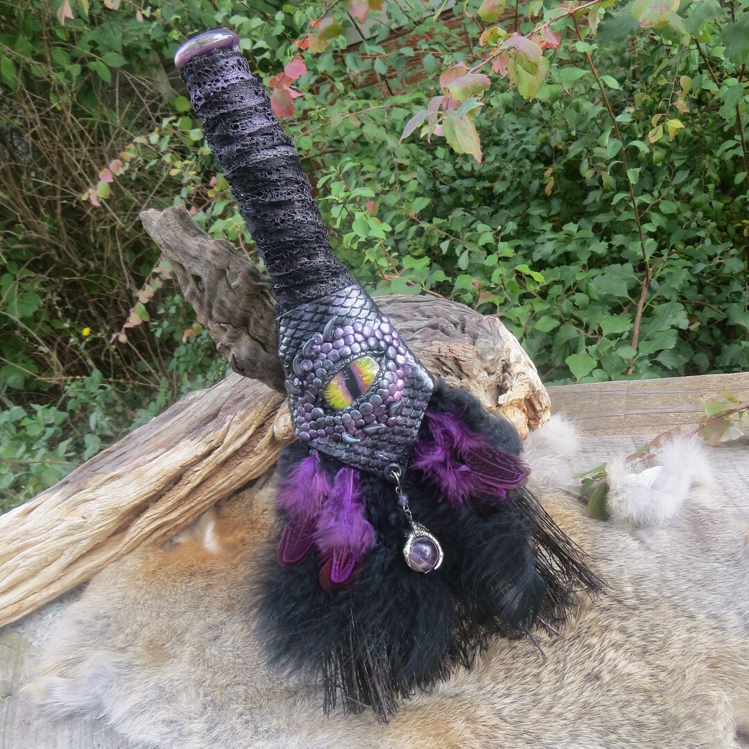 Witch's Altar Broom 12", Dragon Eye Besom Broom With Polymer Clay ...
